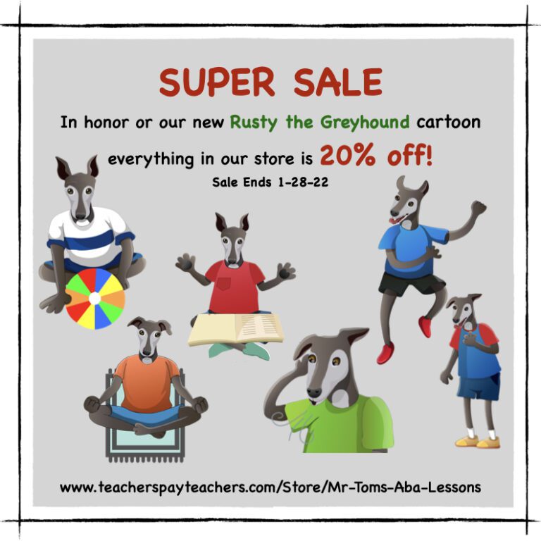 20% off Sale - Rusty the Greyhound, PBIS, ABA, Stories