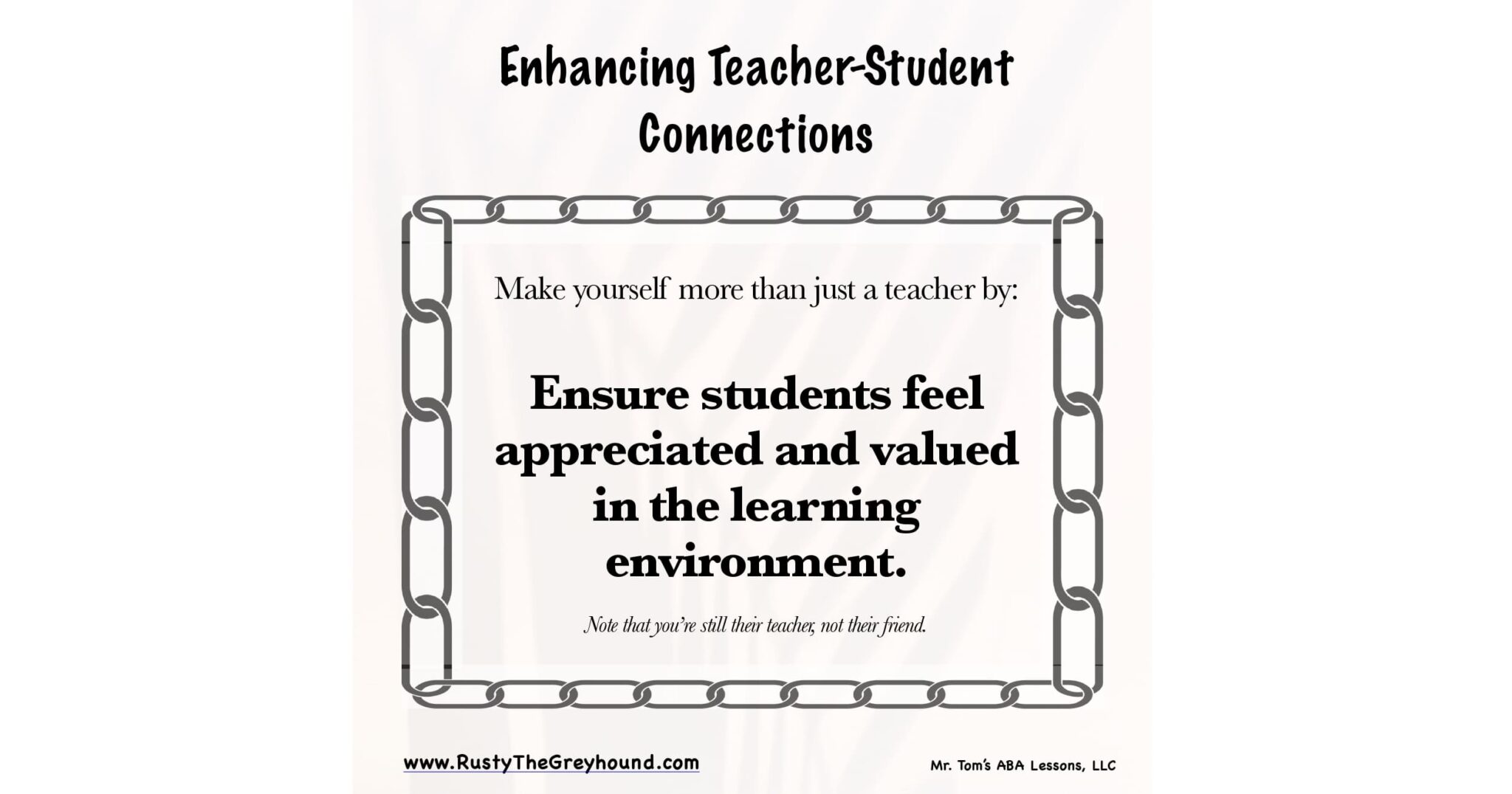 Enhancing Teacher-Studen Connections: - Rusty the Greyhound, PBIS, ABA ...